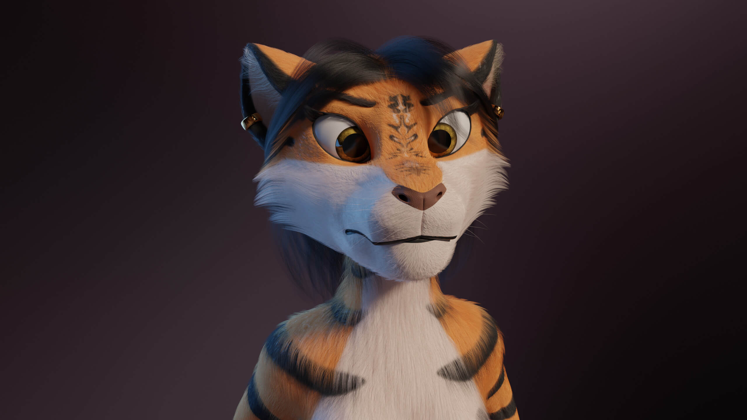 Rebbeca Anthro Tiger - 3D Model by CM Studios