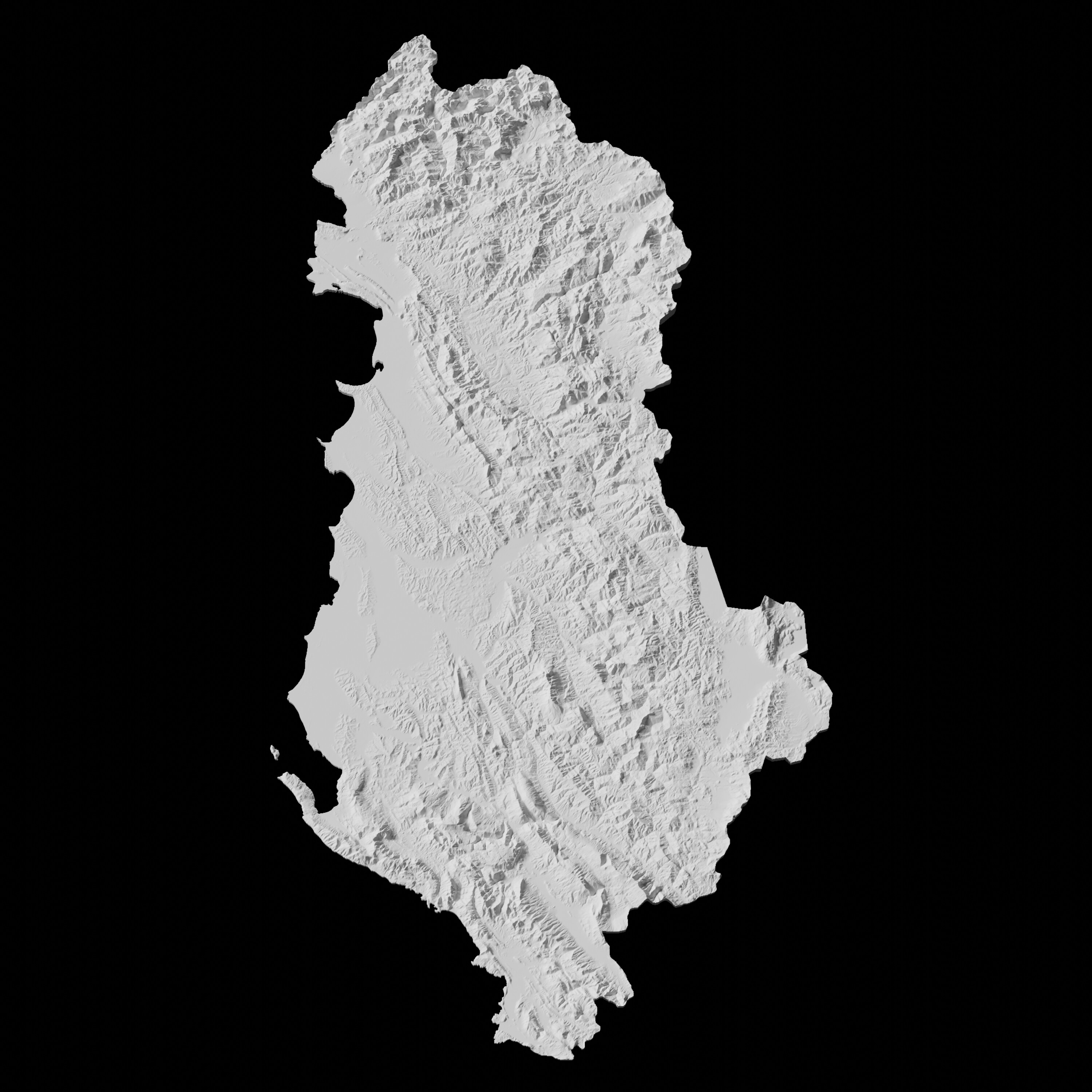 3D Country Map of Albania Topographic Map - 3D Terrain by Codingry