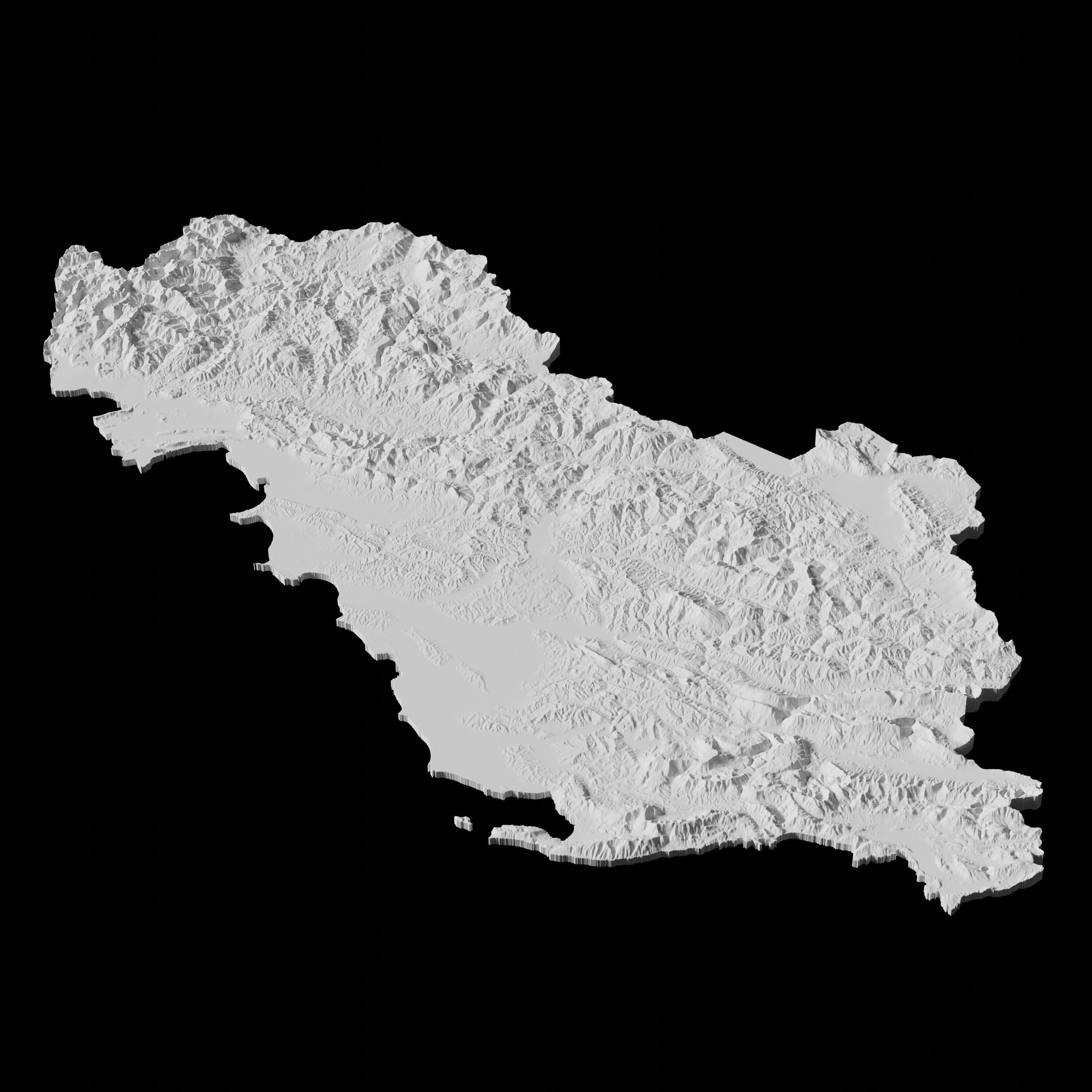 3D Country Map of Albania Topographic Map - 3D Terrain by Codingry