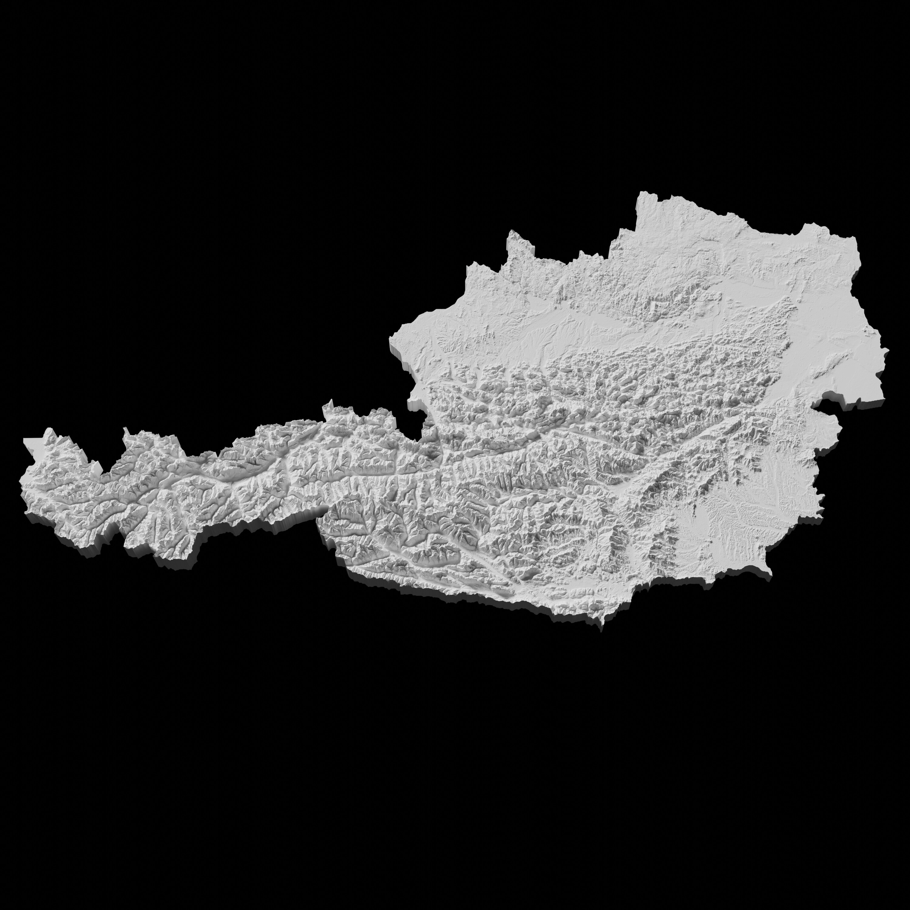 3D Country Map of Austria Topographic Map - 3D Terrain by Codingry