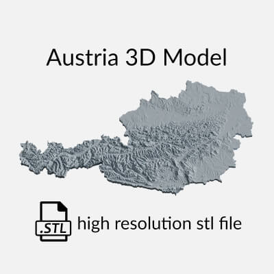 3D Country Map of Austria Topographic Map - 3D Terrain by Codingry