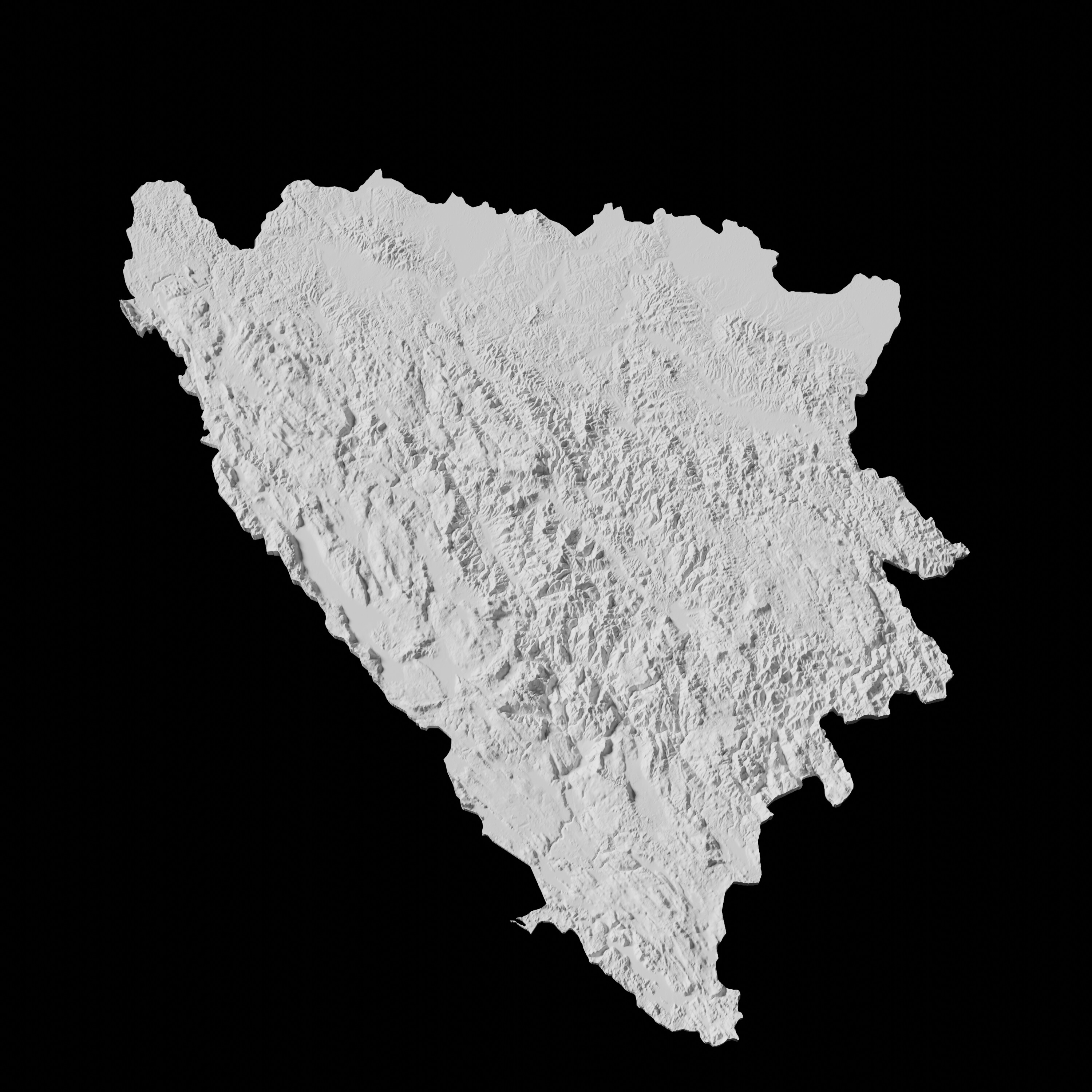 3D Country Map of Bosnia Topographic Map - 3D Terrain by Codingry