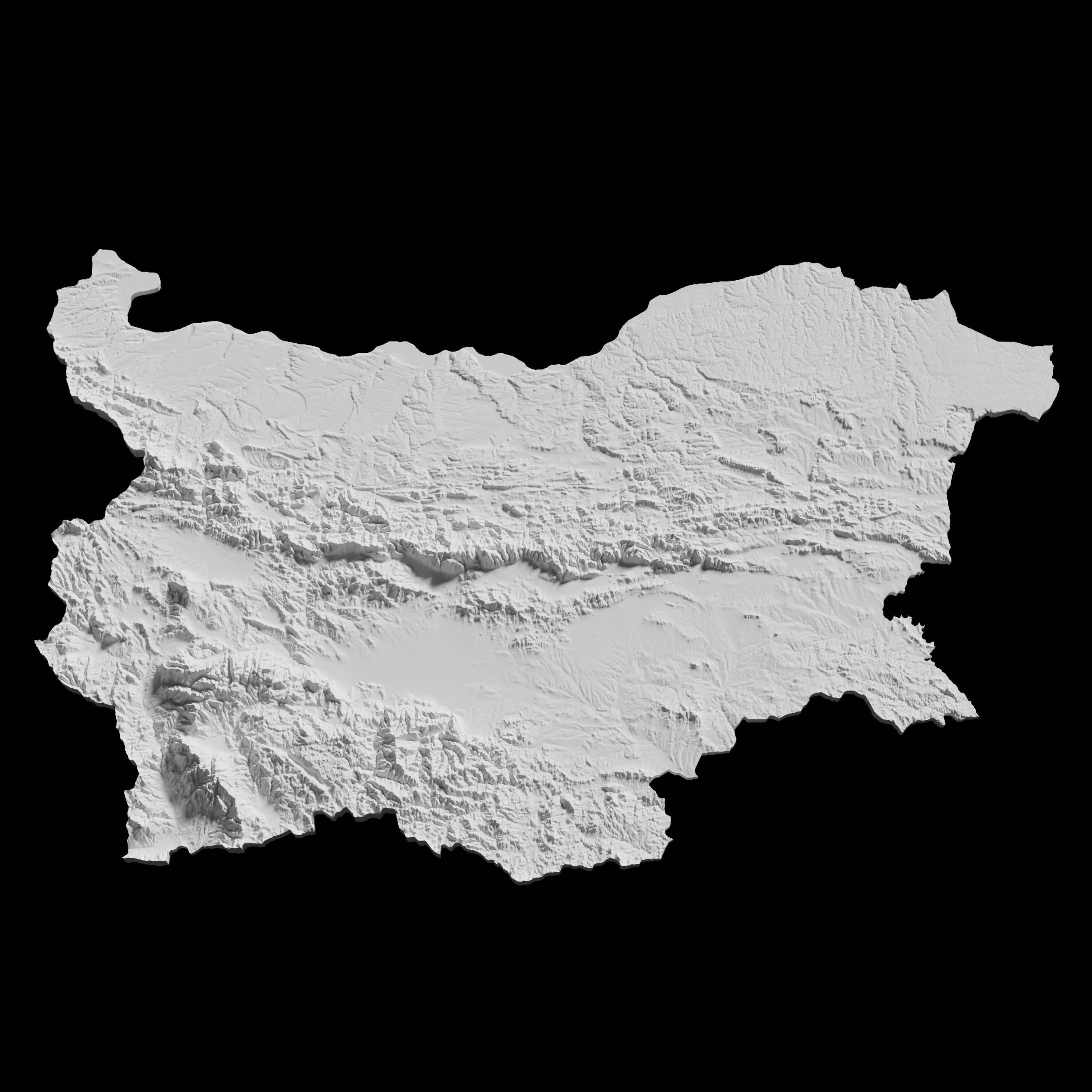 3D Country Map of Bulgaria Topographic Map - 3D Terrain by Codingry