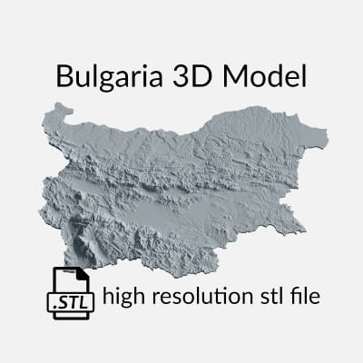 3D Country Map of Bulgaria Topographic Map - 3D Terrain by Codingry