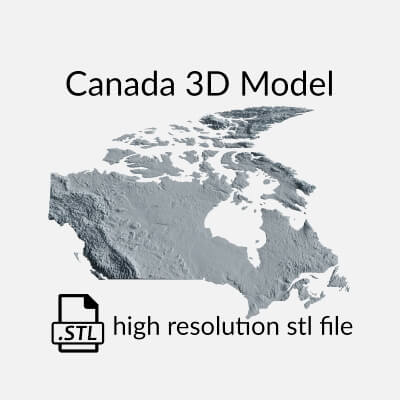 3D Country Map of Canada Topographic Map - 3D Terrain by Codingry