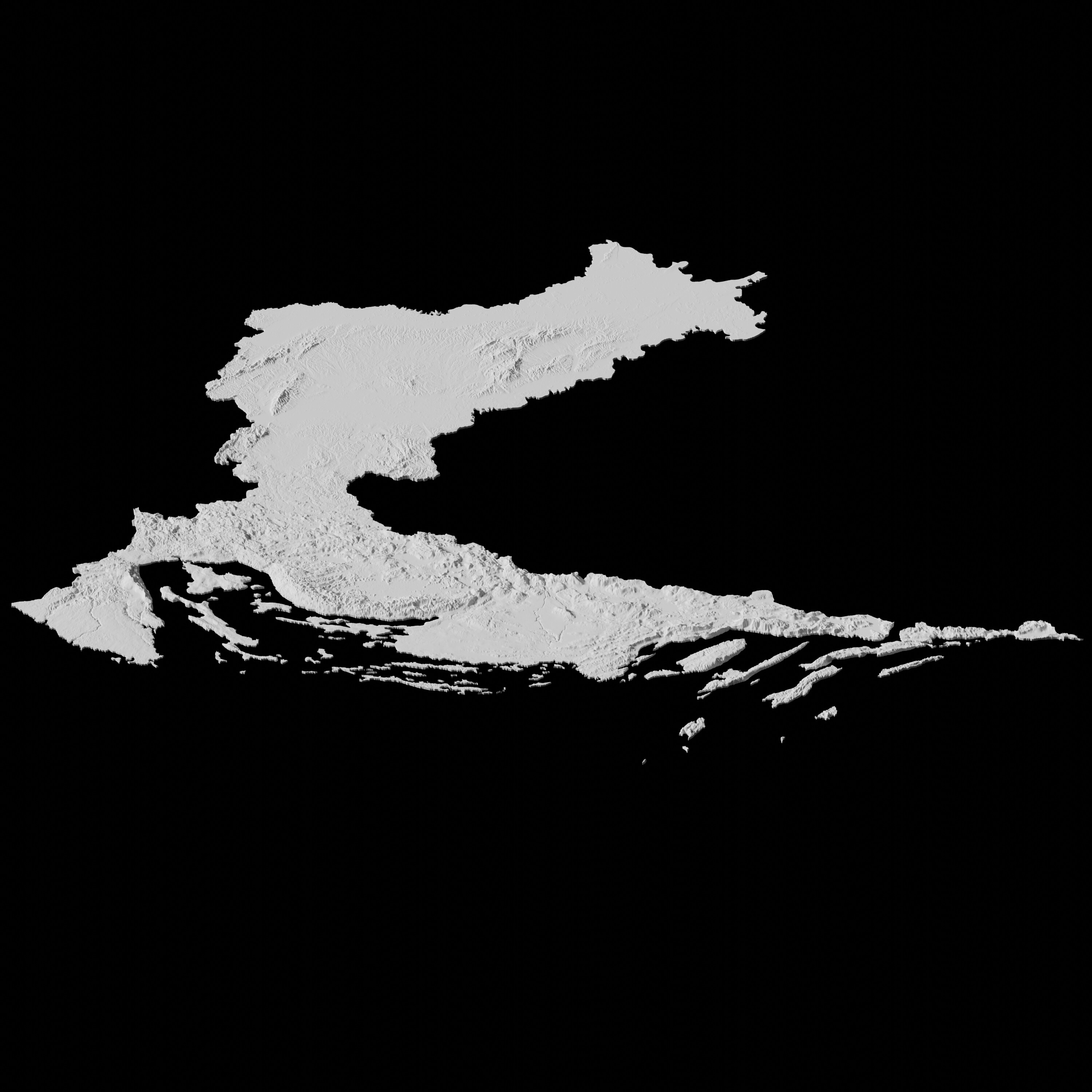 3D Country Map of Croatia Topographic Map - 3D Terrain by Codingry