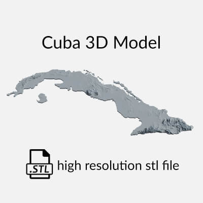 3D Country Map of Cuba Topographic Map - 3D Terrain by Codingry