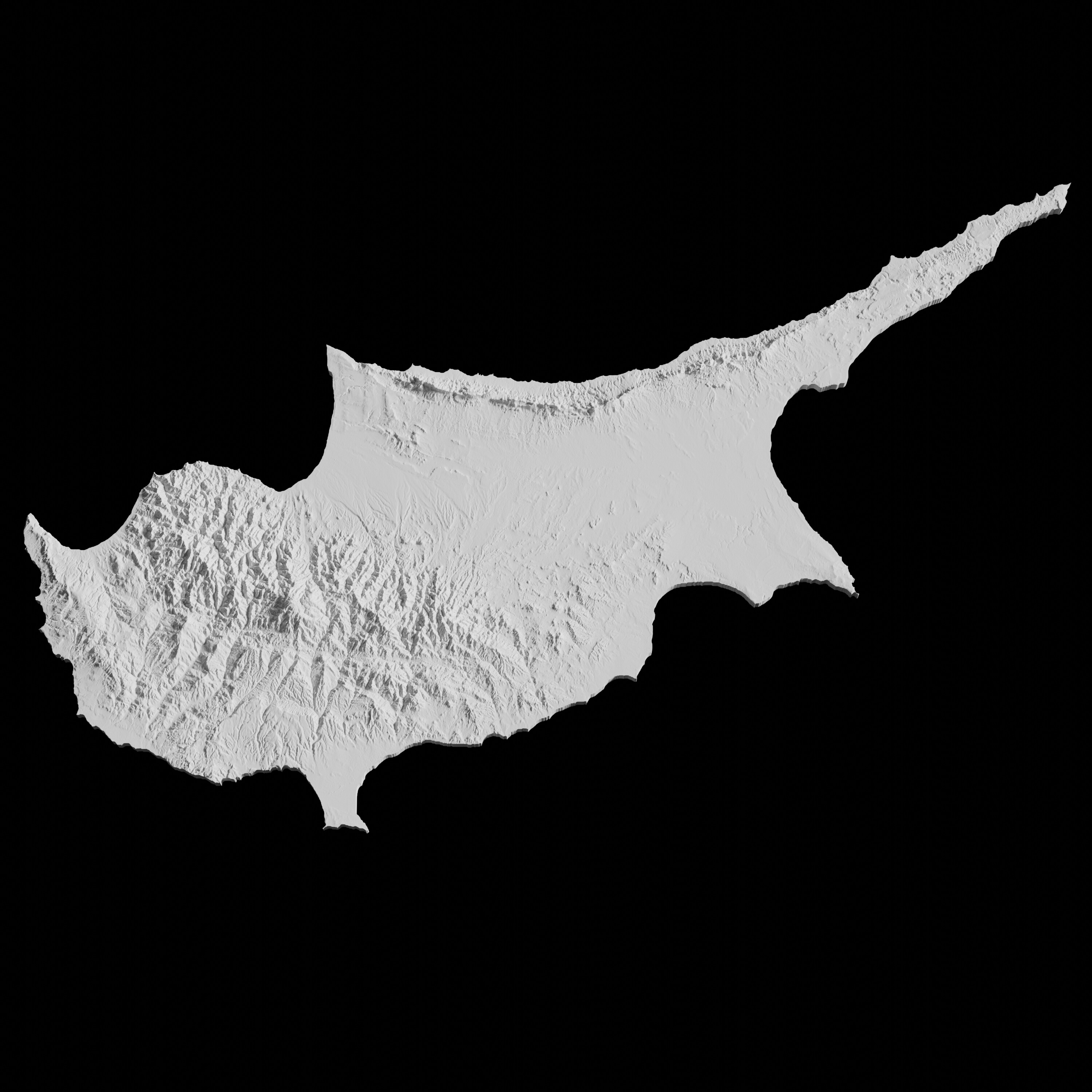 3D Country Map of Cyprus Topographic Map - 3D Terrain by Codingry