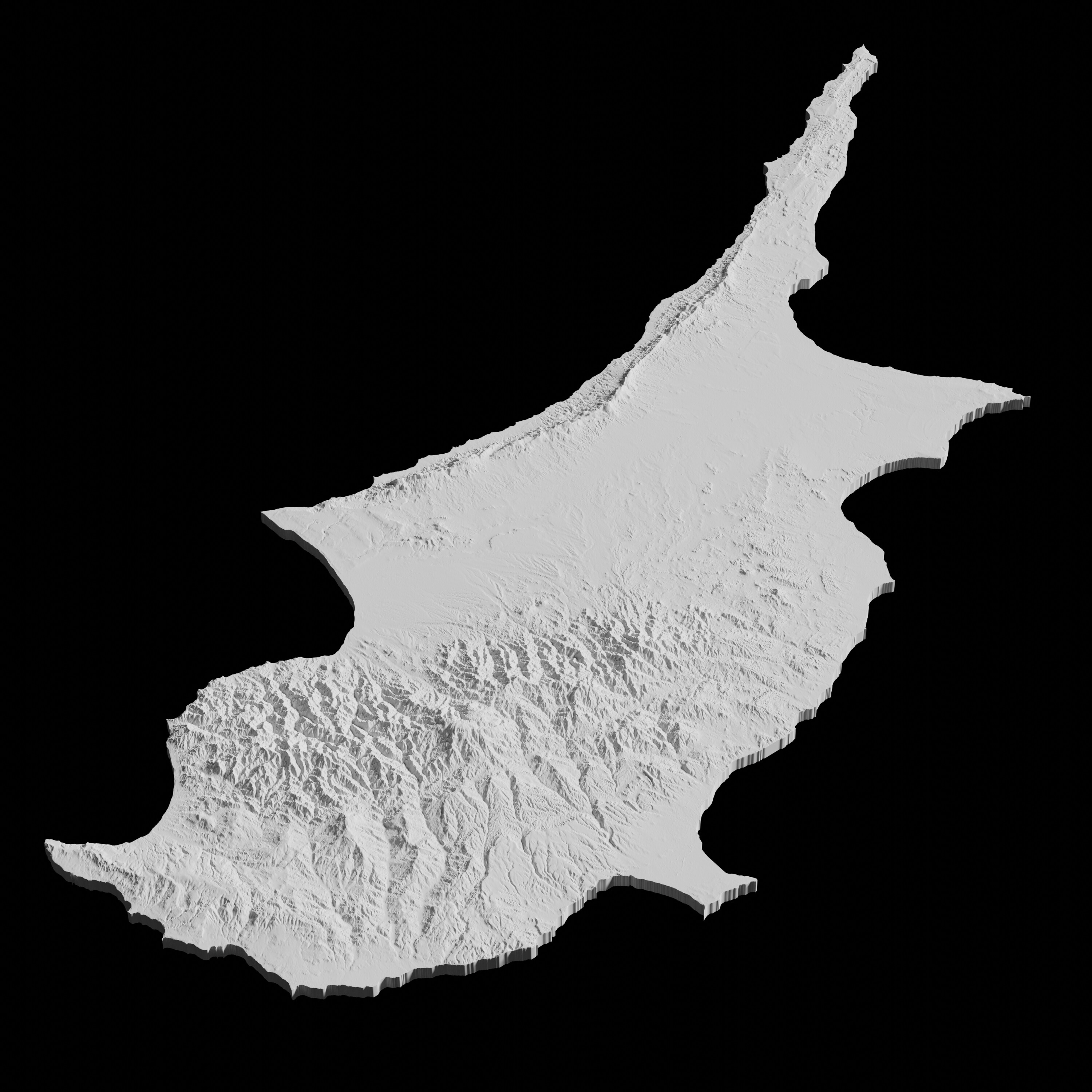 3D Country Map of Cyprus Topographic Map - 3D Terrain by Codingry
