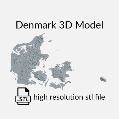 3D Country Map of Denmark Topographic Map - 3D Terrain by Codingry