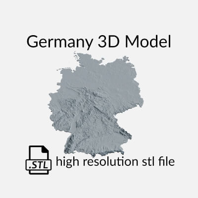 3D Country Map of Germany Topographic Map - 3D Terrain by Codingry