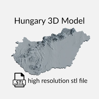 3D Country Map of Hungary Topographic Map - 3D Terrain by Codingry