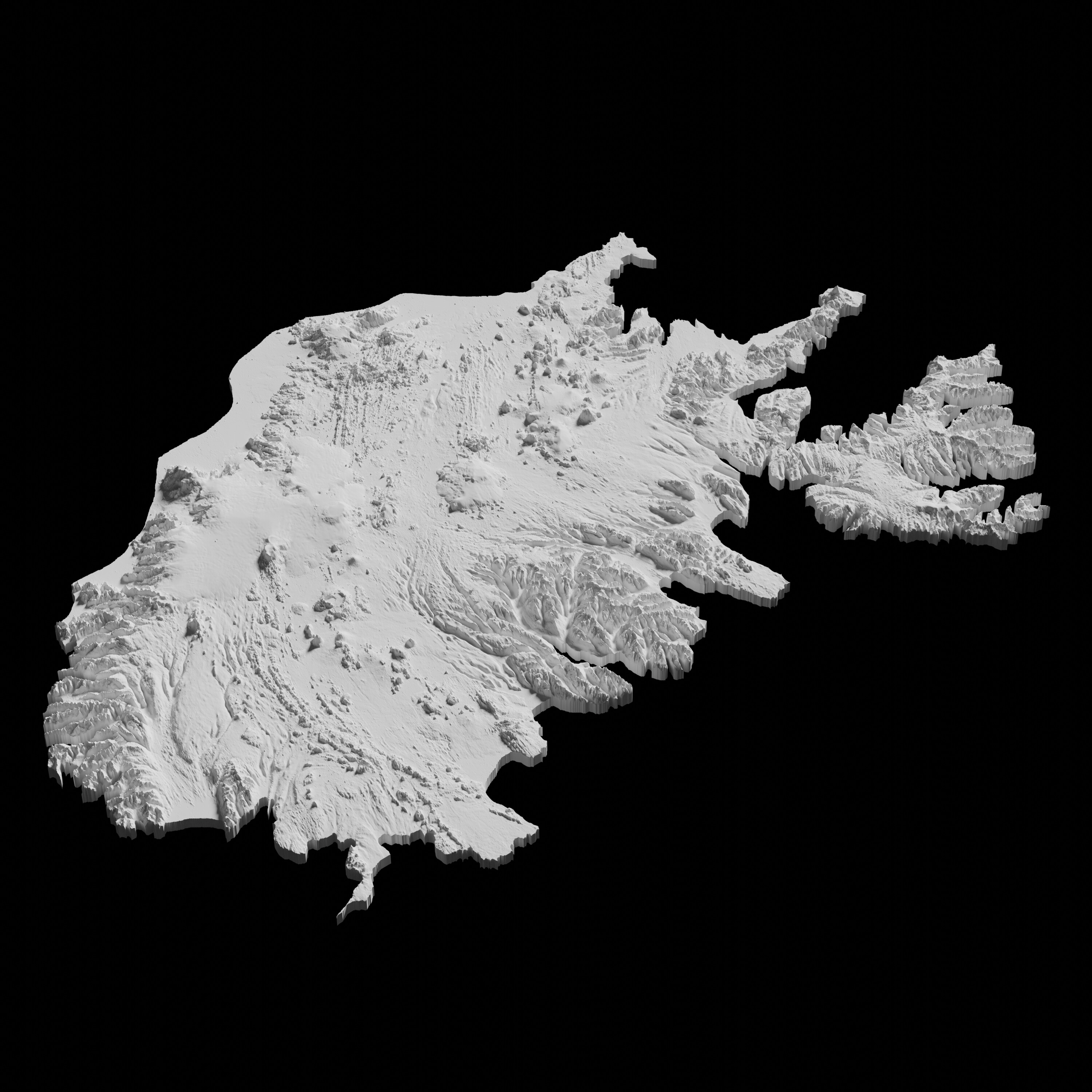 3D Country Map of Iceland Topographic Map - 3D Terrain by Codingry