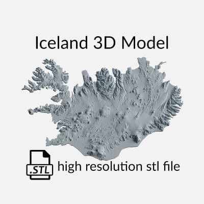 3D Country Map of Iceland Topographic Map - 3D Terrain by Codingry