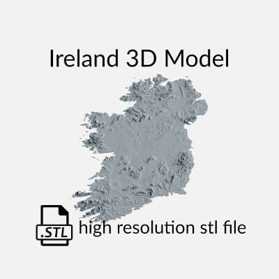 3D Country Map of Ireland Topographic Map - 3D Terrain by Codingry