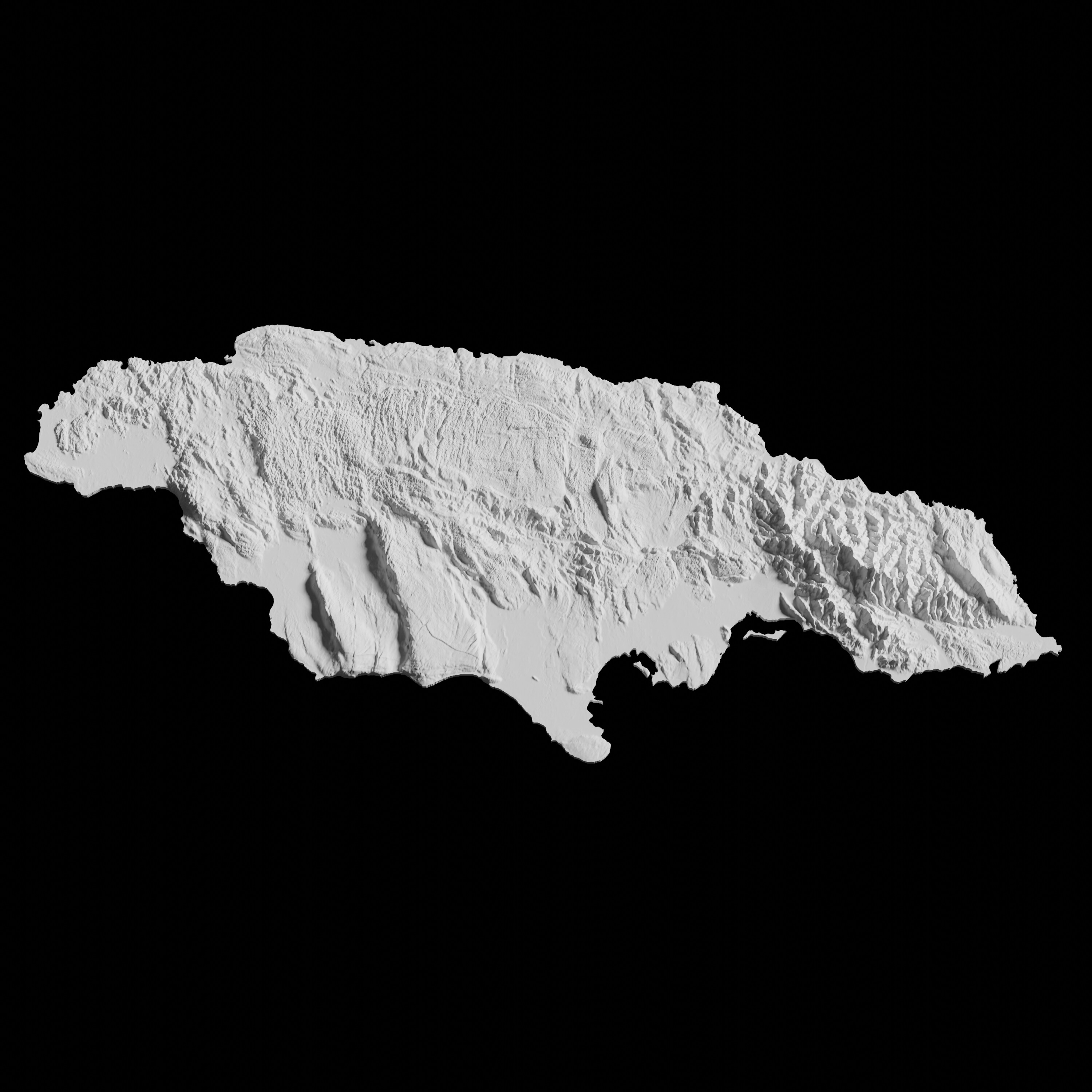 3D Country Map of Jamaica Topographic Map - 3D Terrain by Codingry