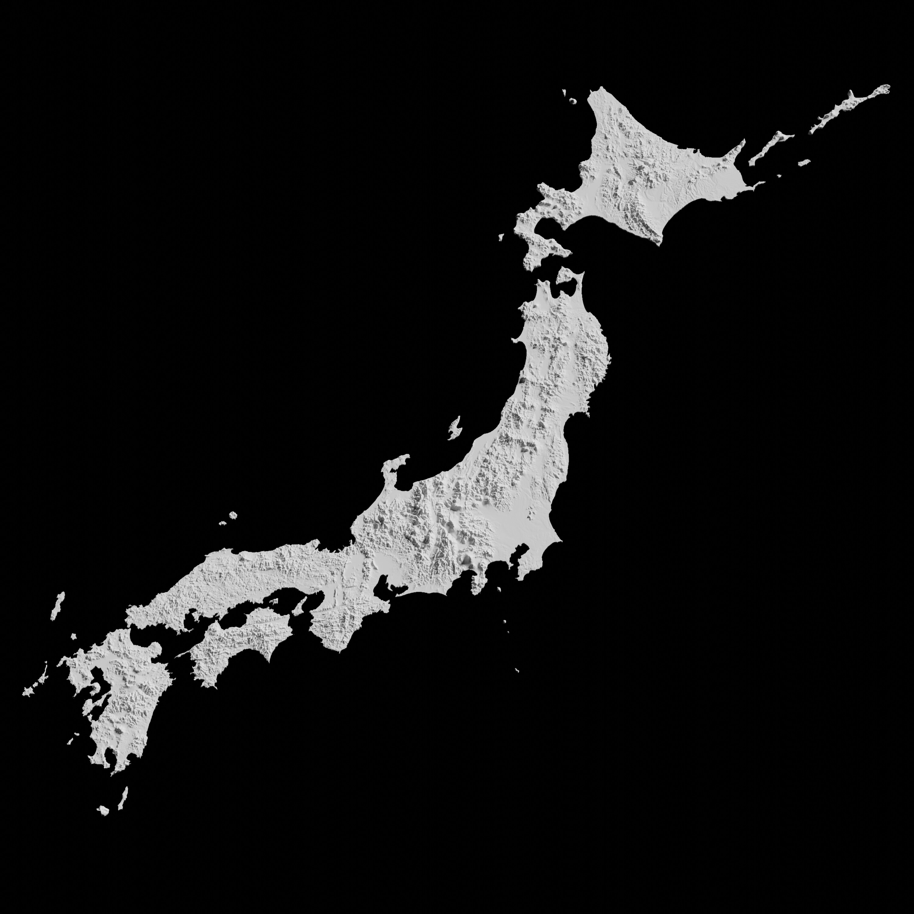 3D Country Map of Japan Topographic Map - 3D Terrain by Codingry