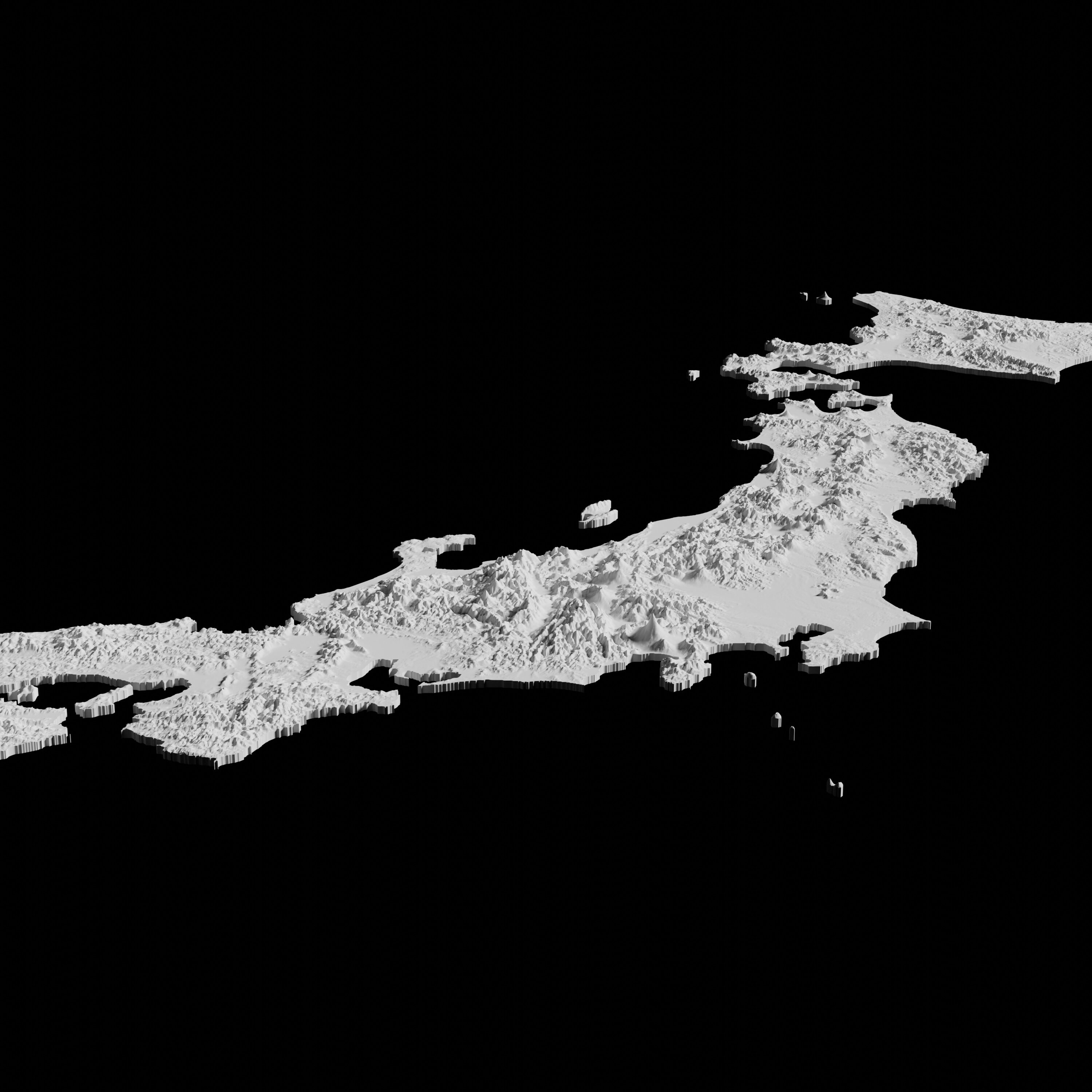 3D Country Map of Japan Topographic Map - 3D Terrain by Codingry