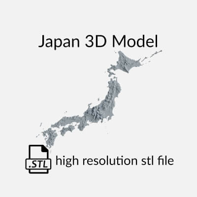 3D Country Map of Japan Topographic Map - 3D Terrain by Codingry