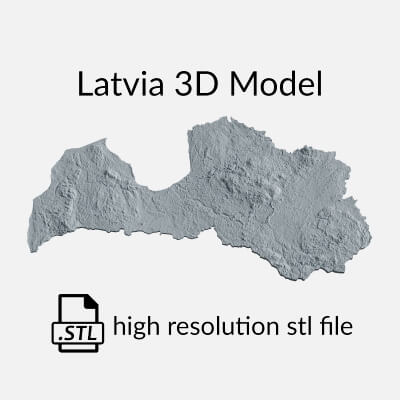 3D Country Map of Latvia Topographic Map - 3D Terrain by Codingry