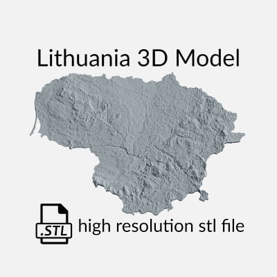 3D Country Map of Lithuania Topographic Map - 3D Terrain by Codingry