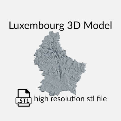 3D Country Map of Luxembourg Topographic Map - 3D Terrain by Codingry