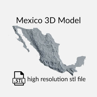 3D Country Map of Mexico Topographic Map - 3D Terrain by Codingry