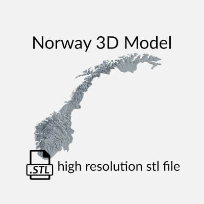 3D Country Map of Norway Topographic Map - 3D Terrain by Codingry