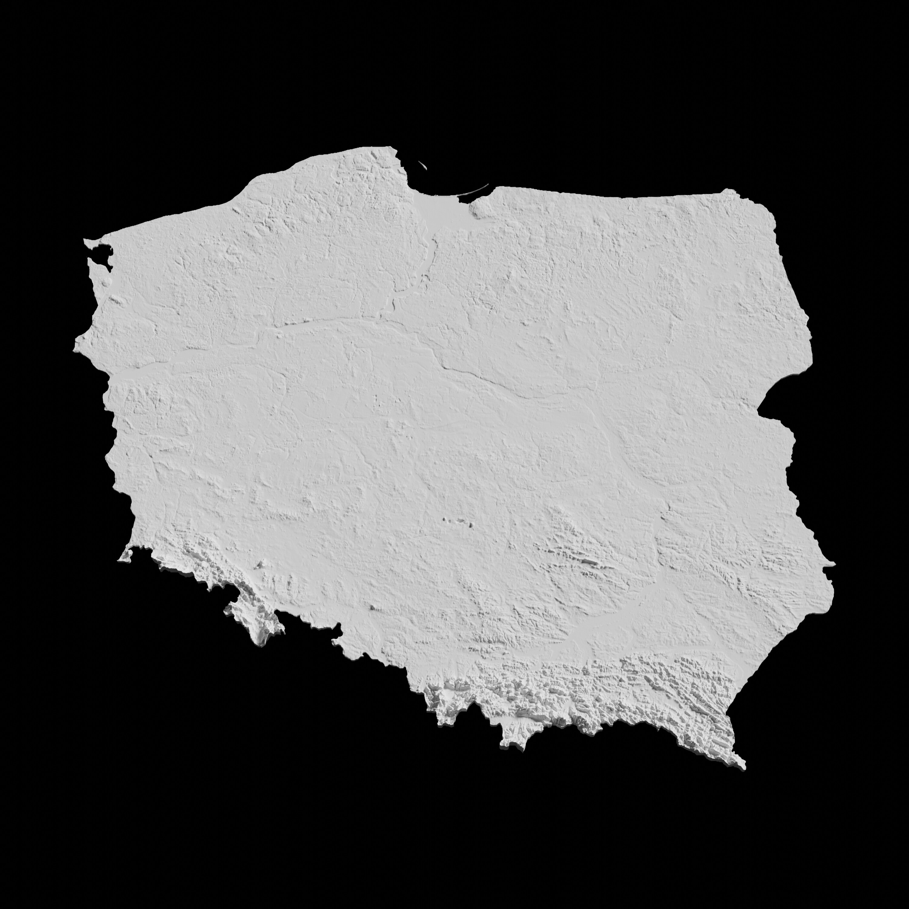 3D Country Map of Poland Topographic Map - 3D Terrain by Codingry