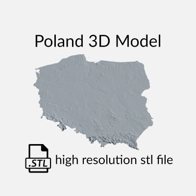 3D Country Map of Poland Topographic Map - 3D Terrain by Codingry