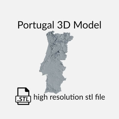 3D Country Map of Portugal Topographic Map - 3D Terrain by Codingry