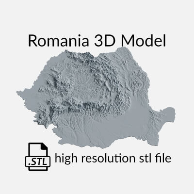 3D Country Map of Romania Topographic Map - 3D Terrain by Codingry