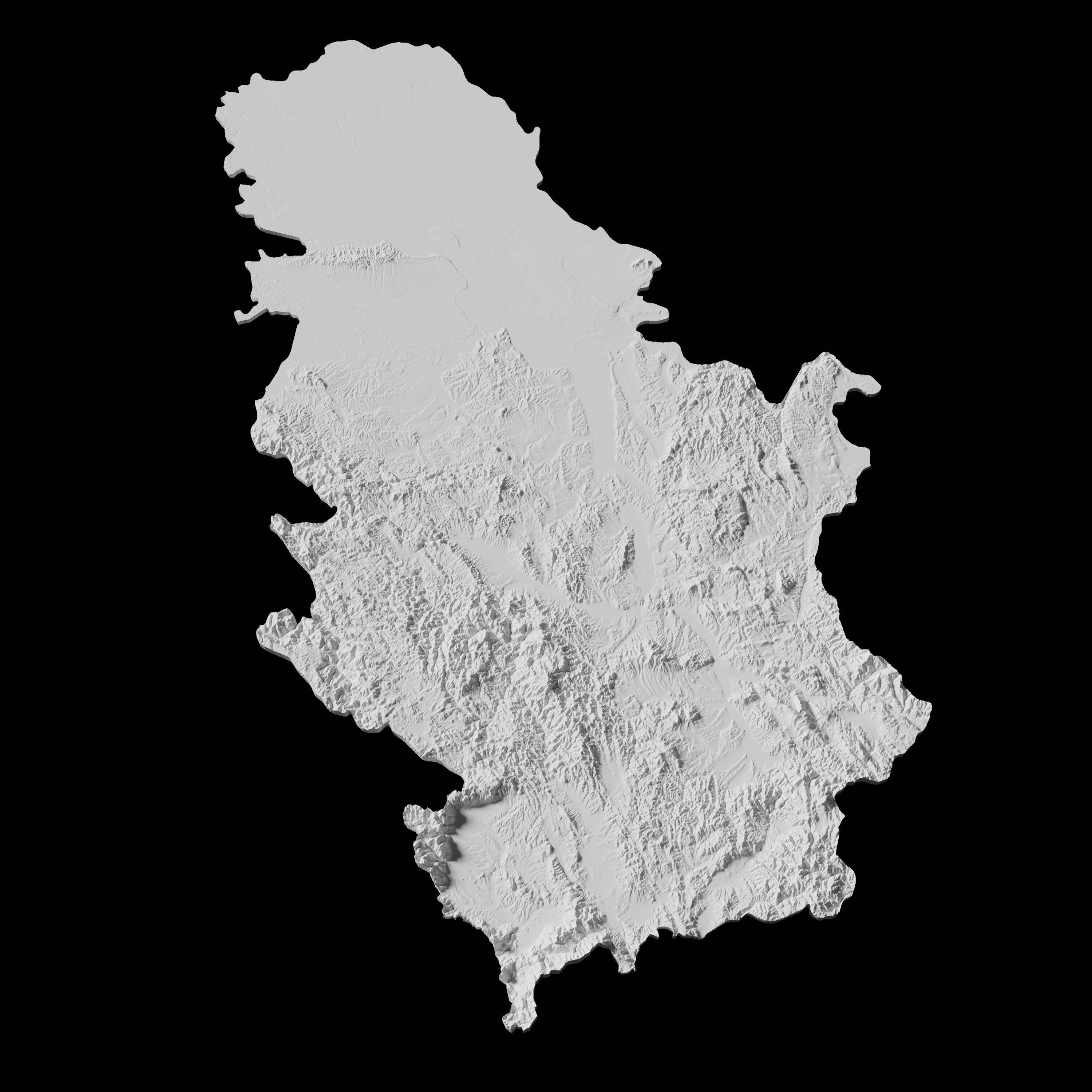 3D Country Map of Serbia Topographic Map - 3D Terrain by Codingry