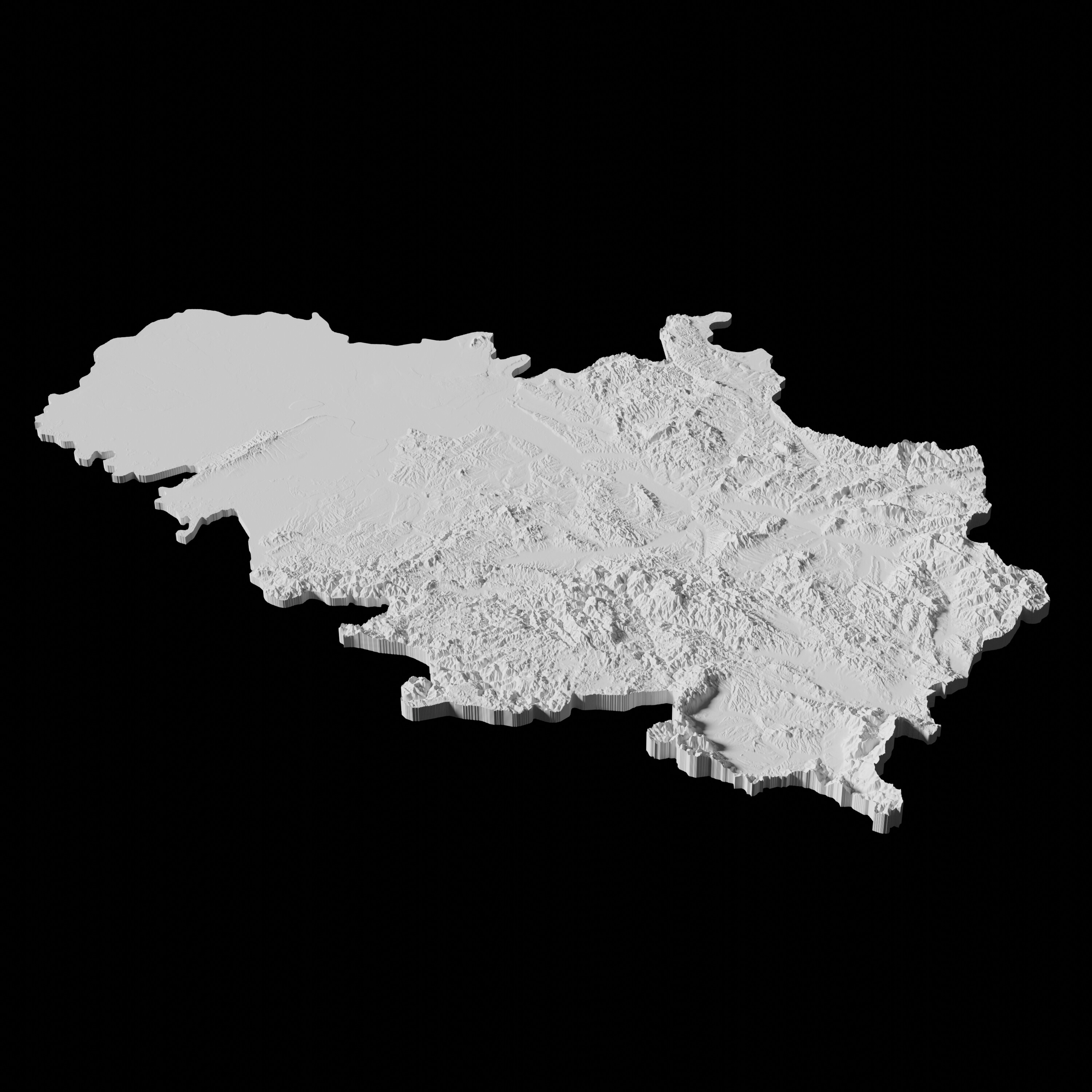 3D Country Map of Serbia Topographic Map - 3D Terrain by Codingry