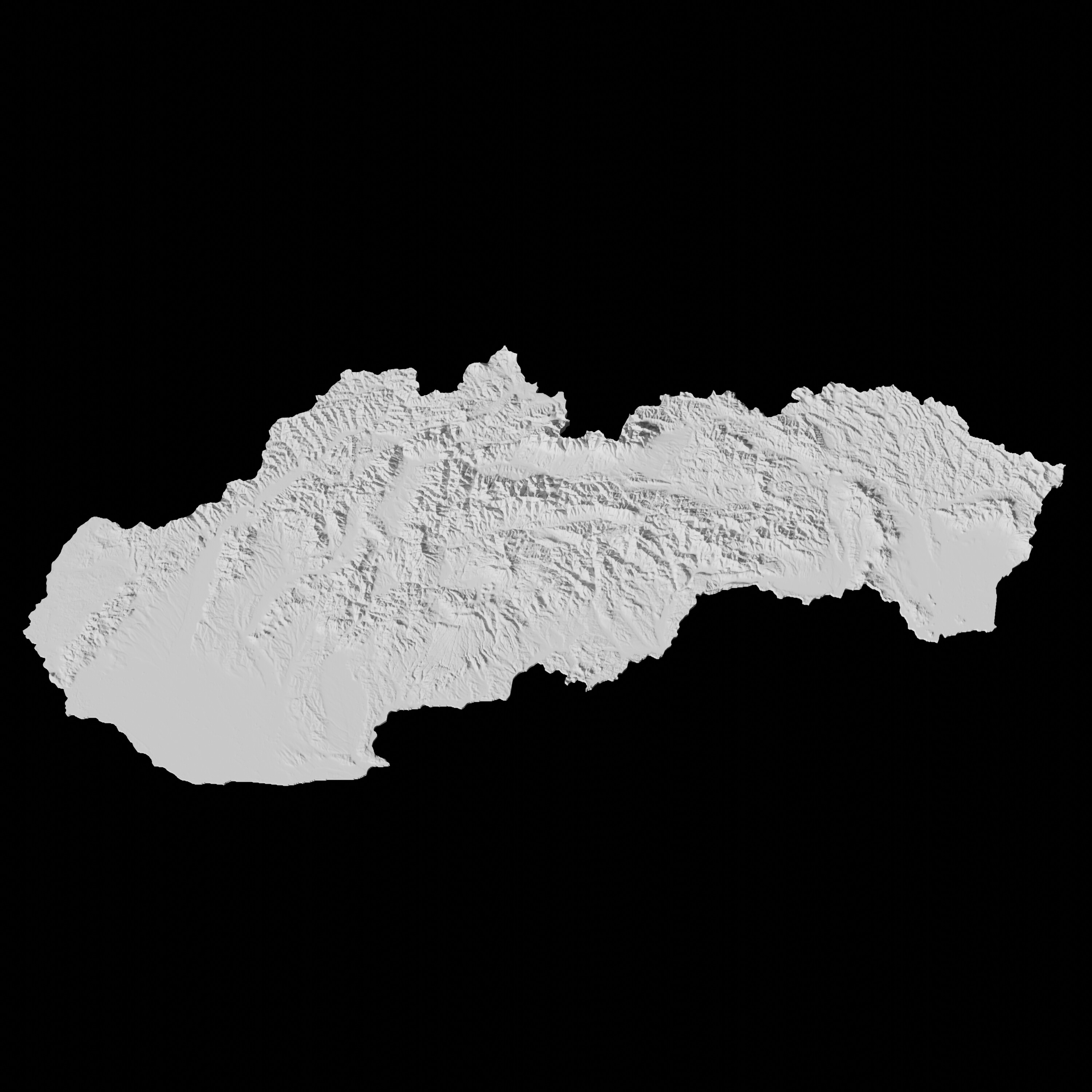3D Country Map of Slovakia Topographic Map - 3D Terrain by Codingry
