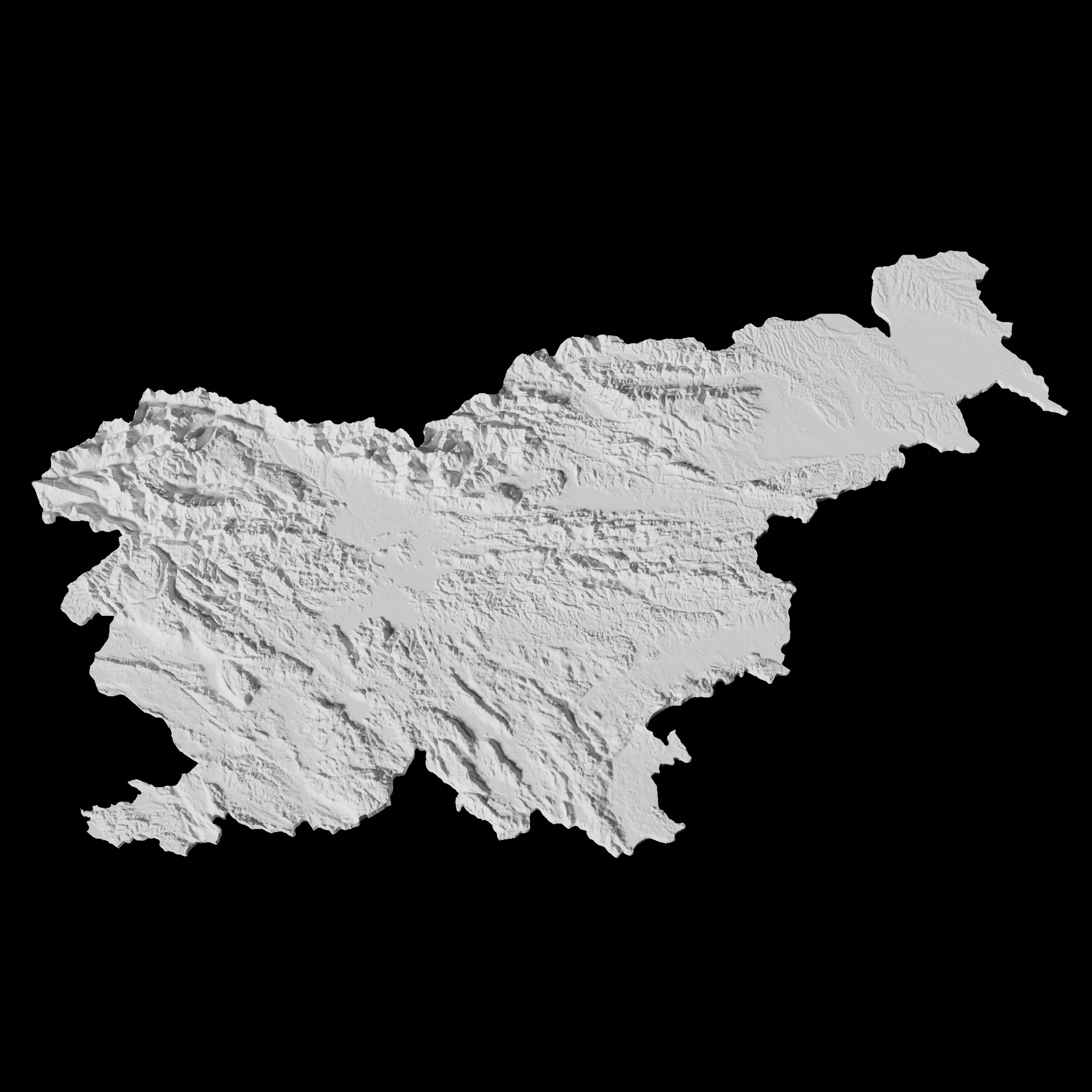 3D Country Map of Slovenia Topographic Map - 3D Terrain by Codingry