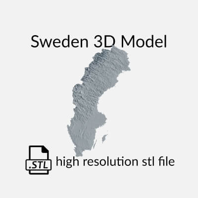 3D Country Map of Sweden Topographic Map - 3D Terrain by Codingry