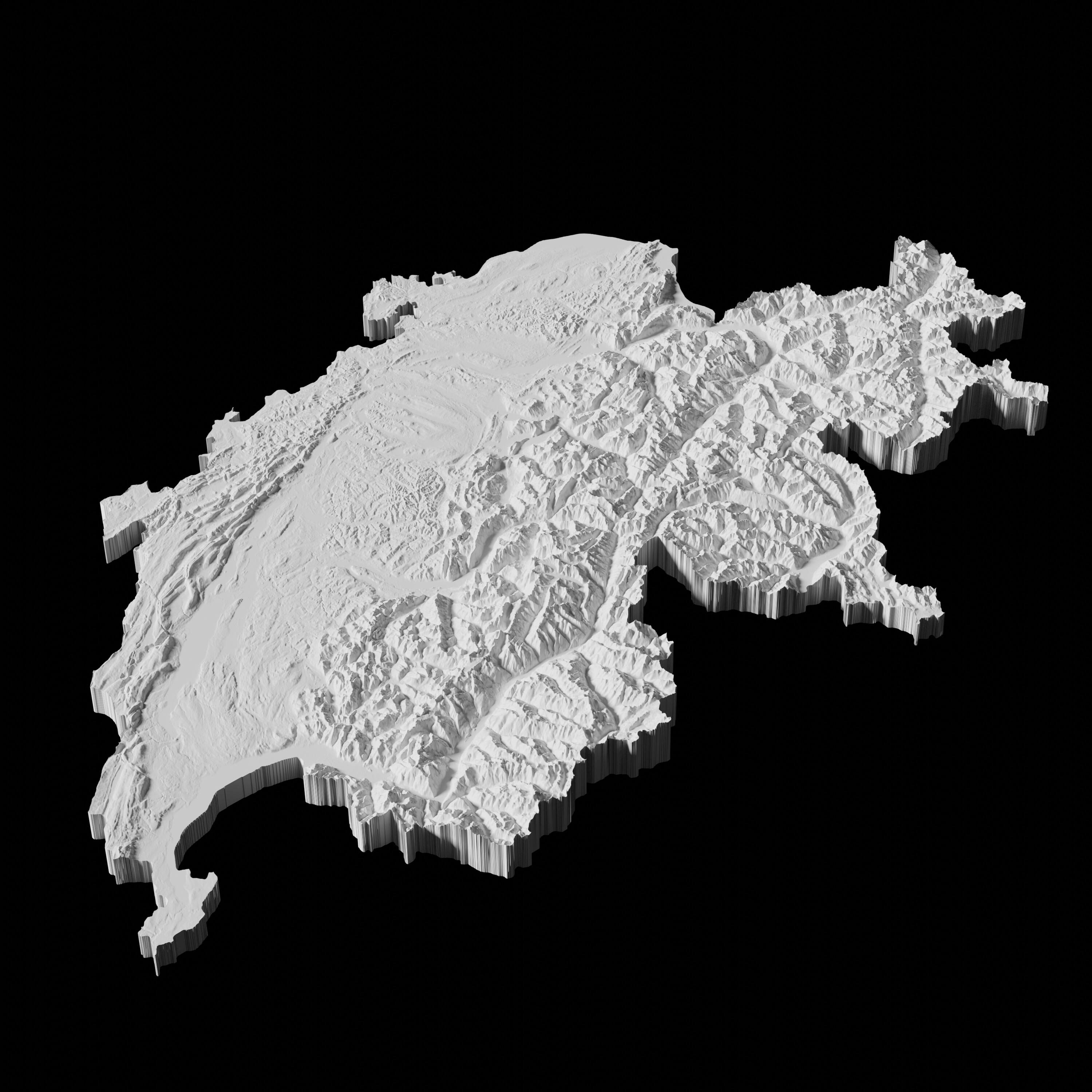 3D Country Map of Switzerland Topographic Map - 3D Terrain by Codingry