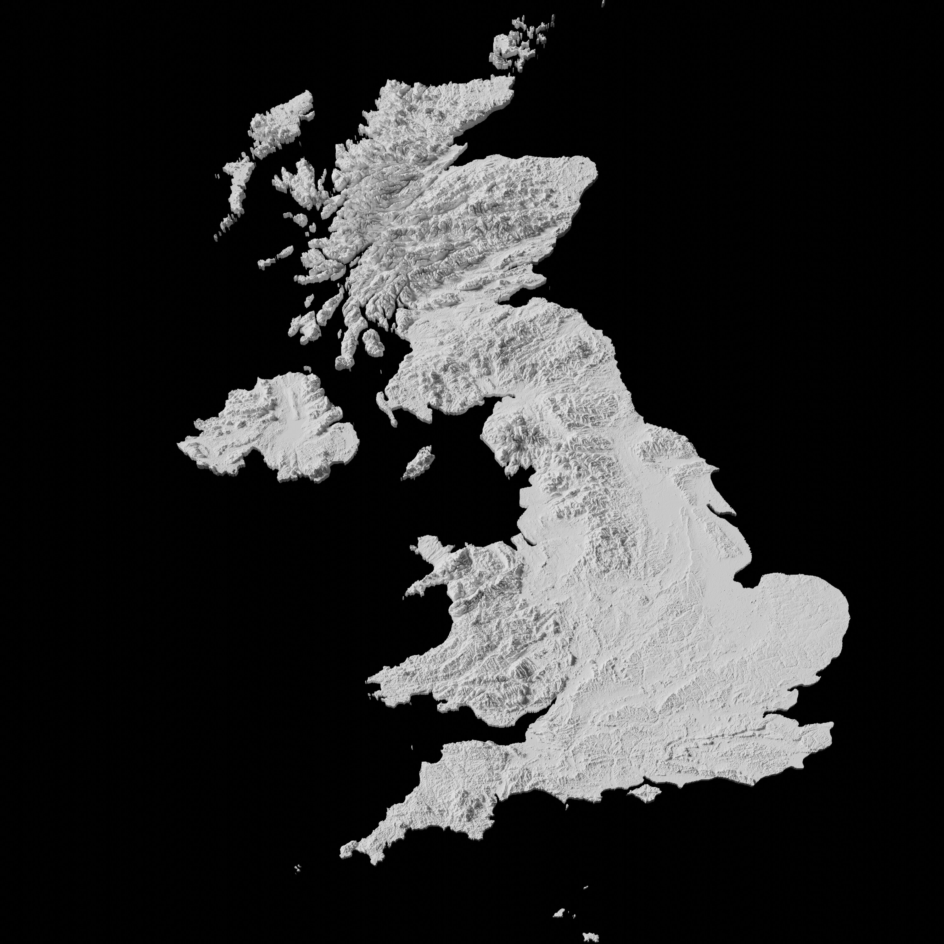 3D Country Map of The United Kingdom Topographic Map by Codingry