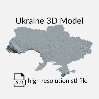 3D Country Map of Ukraine Topographic Map - 3D Terrain by Codingry