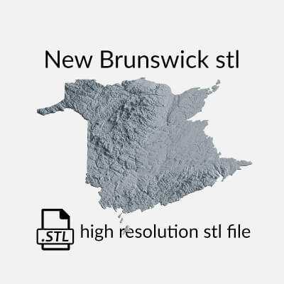 3D Map of New Brunswick Topographic Map - 3D Terrain Canada by Codingry