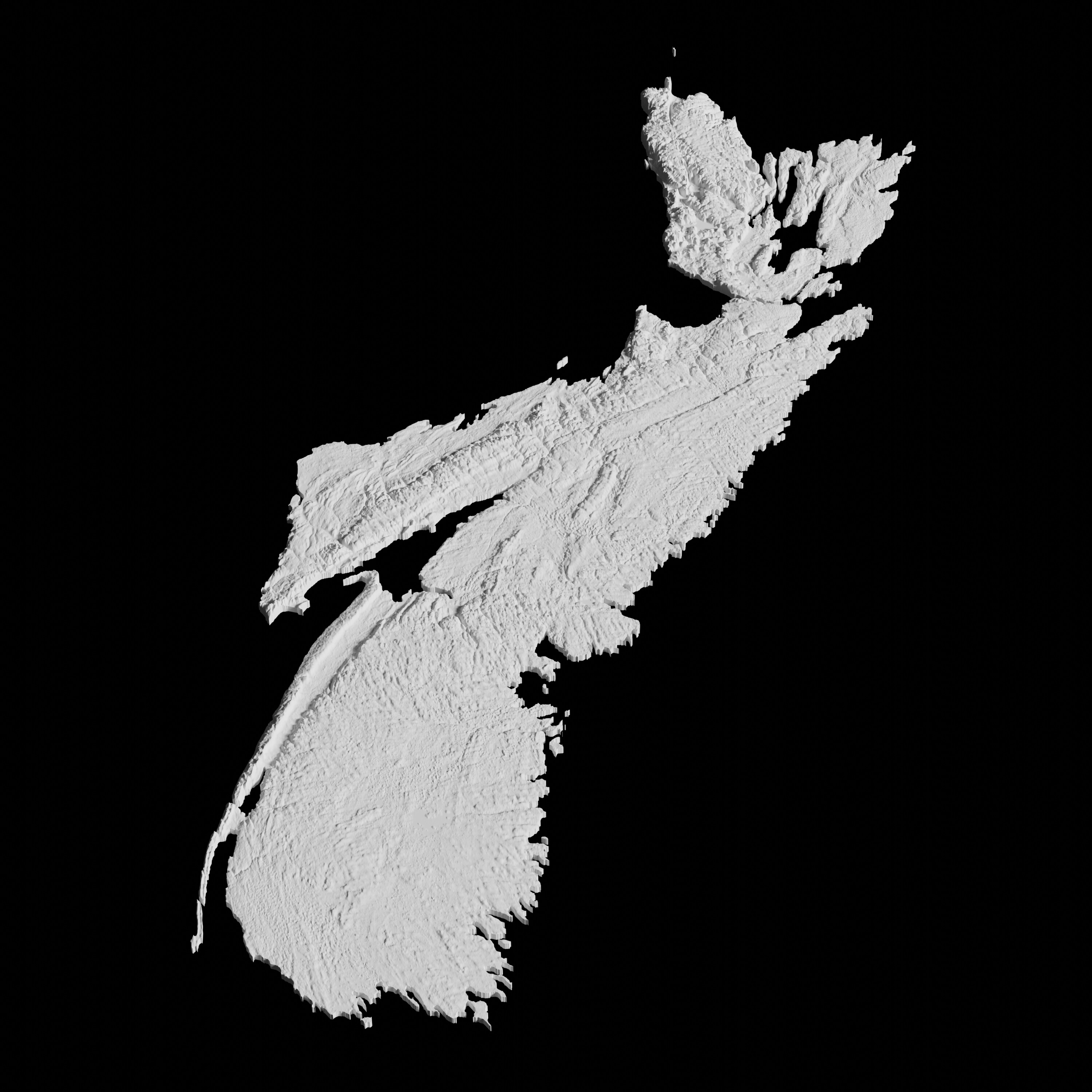 3D Map of Nova Scotia Topographic Map - 3D Terrain Canada by Codingry