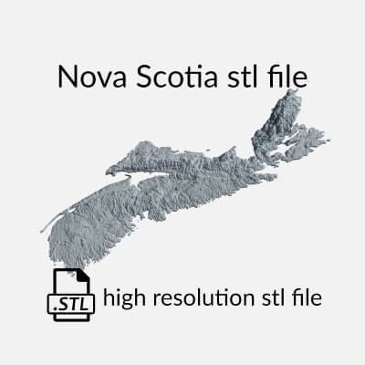 3D Map of Nova Scotia Topographic Map - 3D Terrain Canada by Codingry
