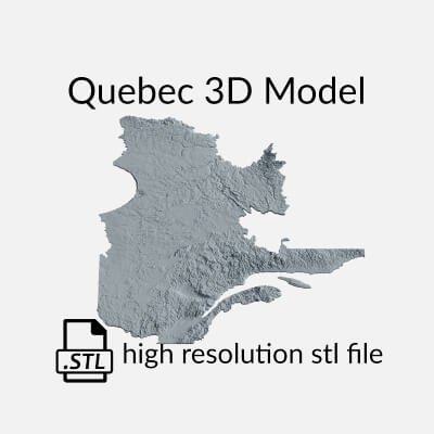 3D Map of Quebec Topographic Map - 3D Terrain Canada by Codingry