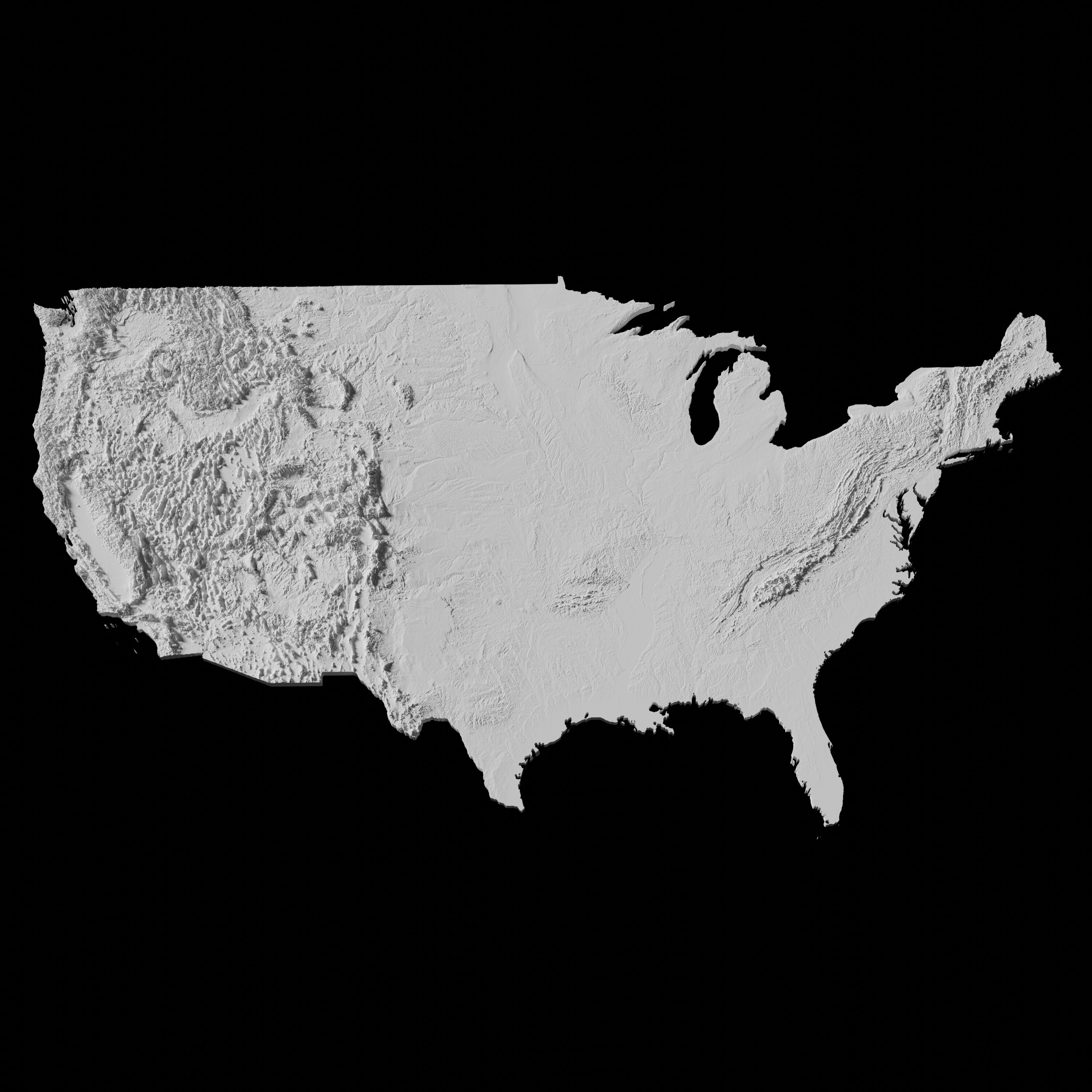 3D Topographic Map of The United States of America by Codingry