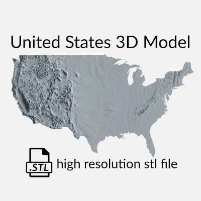 3D Topographic Map of The United States of America by Codingry