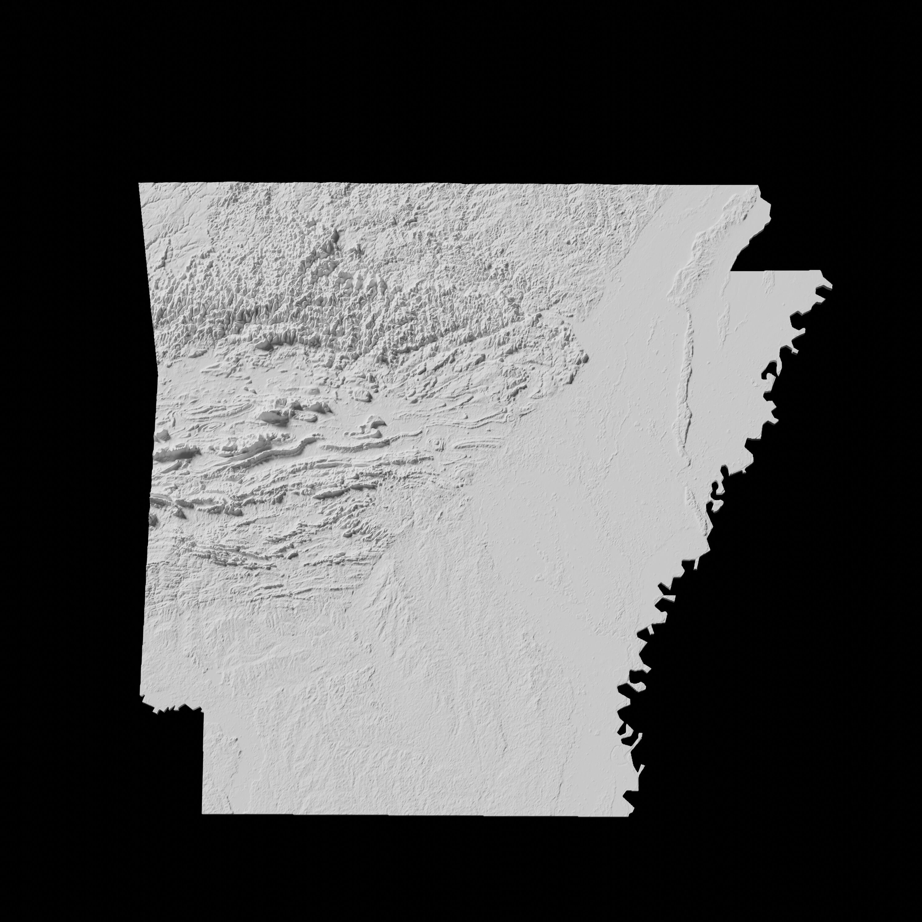 USA State of Arkansas Topographic Map - 3D Terrain by Codingry