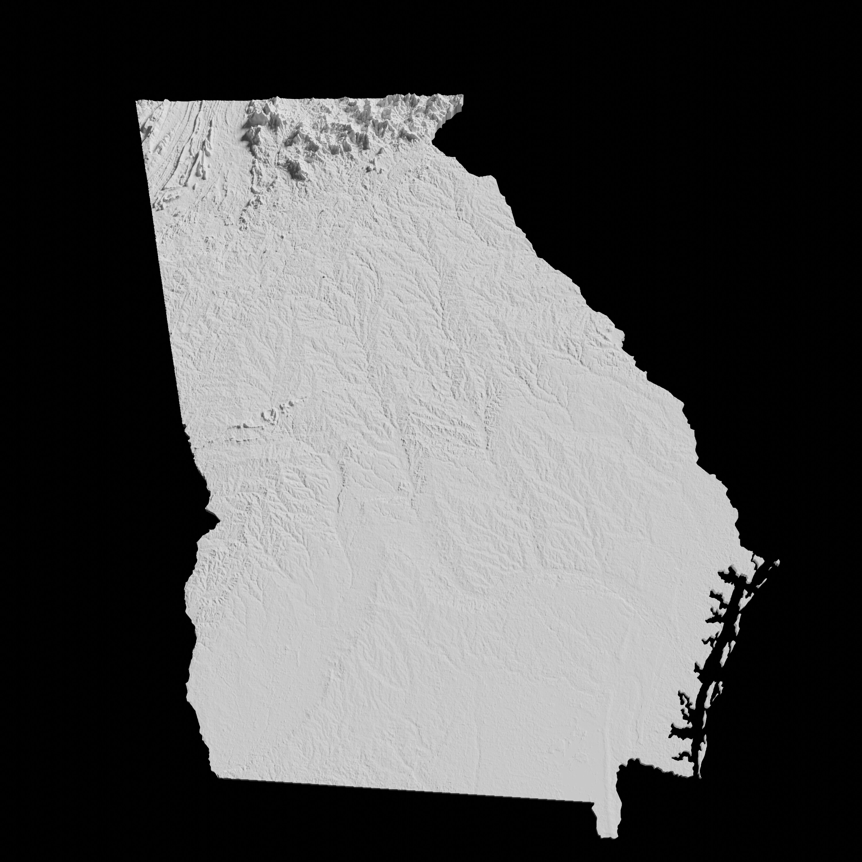 USA State of Georgia Topographic Map - 3D Terrain by Codingry