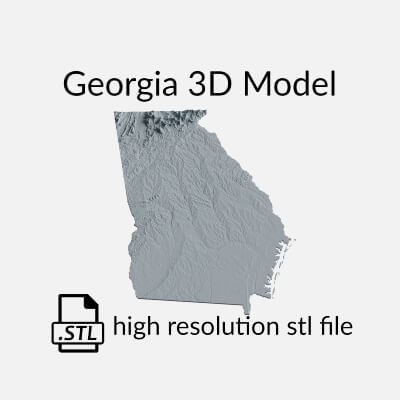 USA State of Georgia Topographic Map - 3D Terrain by Codingry