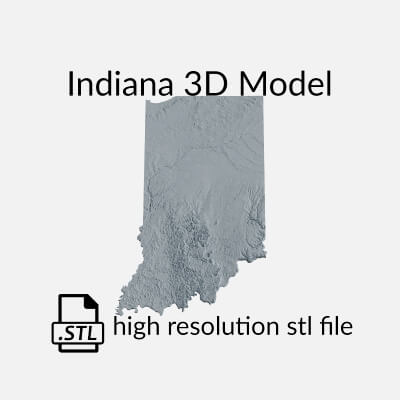 USA State of Indiana Topographic Map - 3D Terrain by Codingry